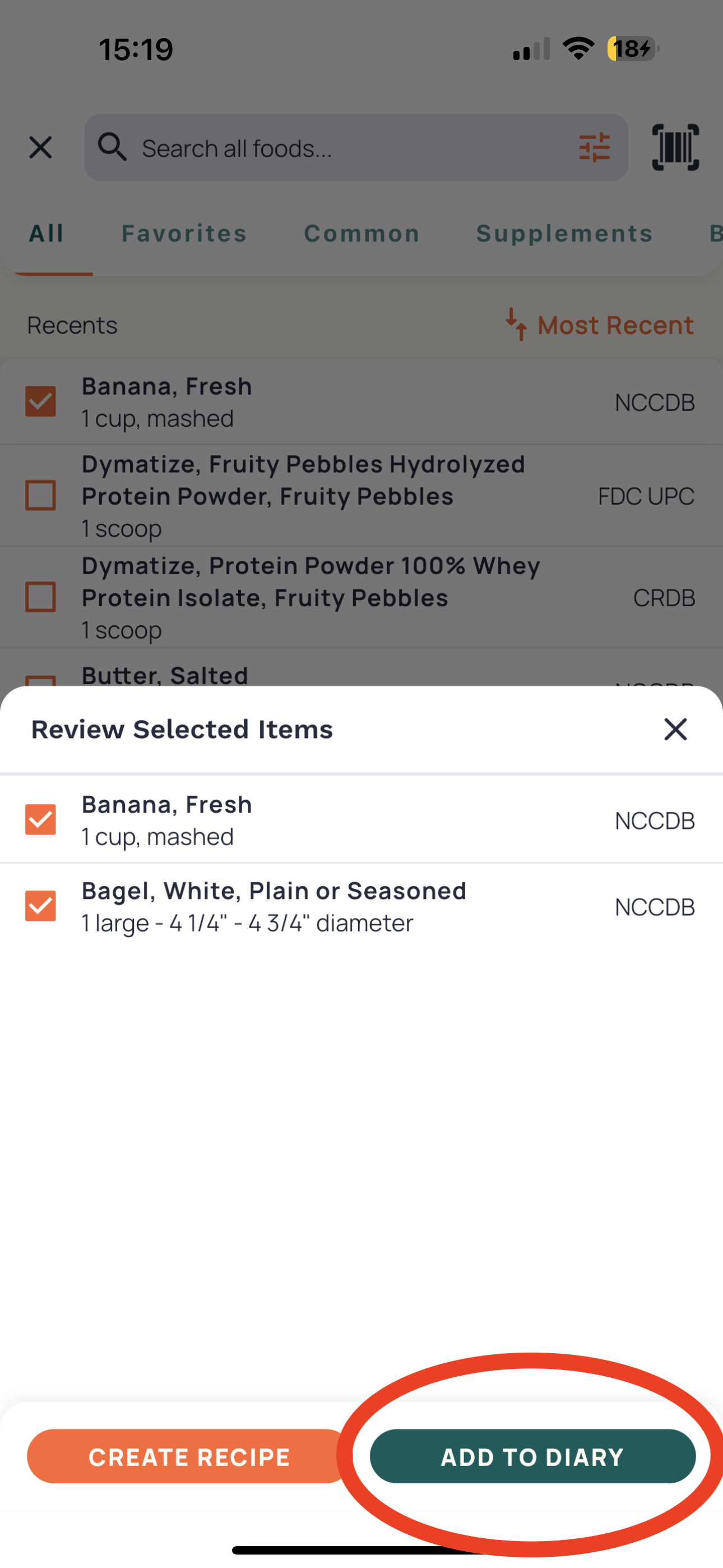 Mobile - Add a Food – Cronometer