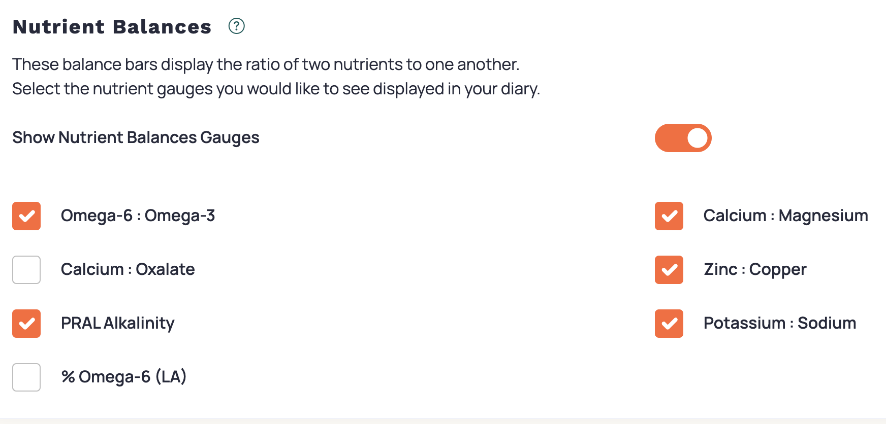Display Settings – Cronometer