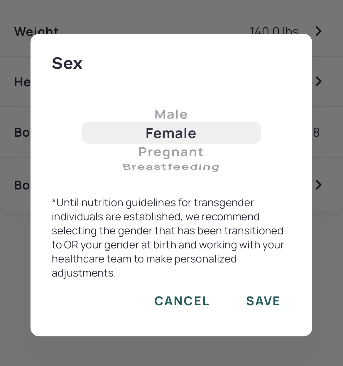 Mobile - Profile – Cronometer