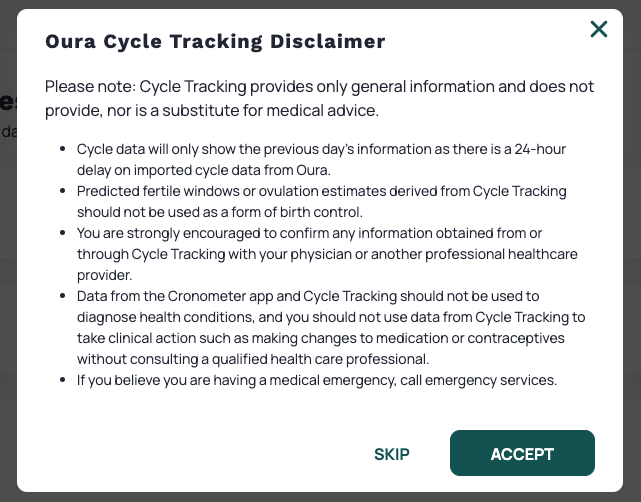 Cycle Tracking – Cronometer