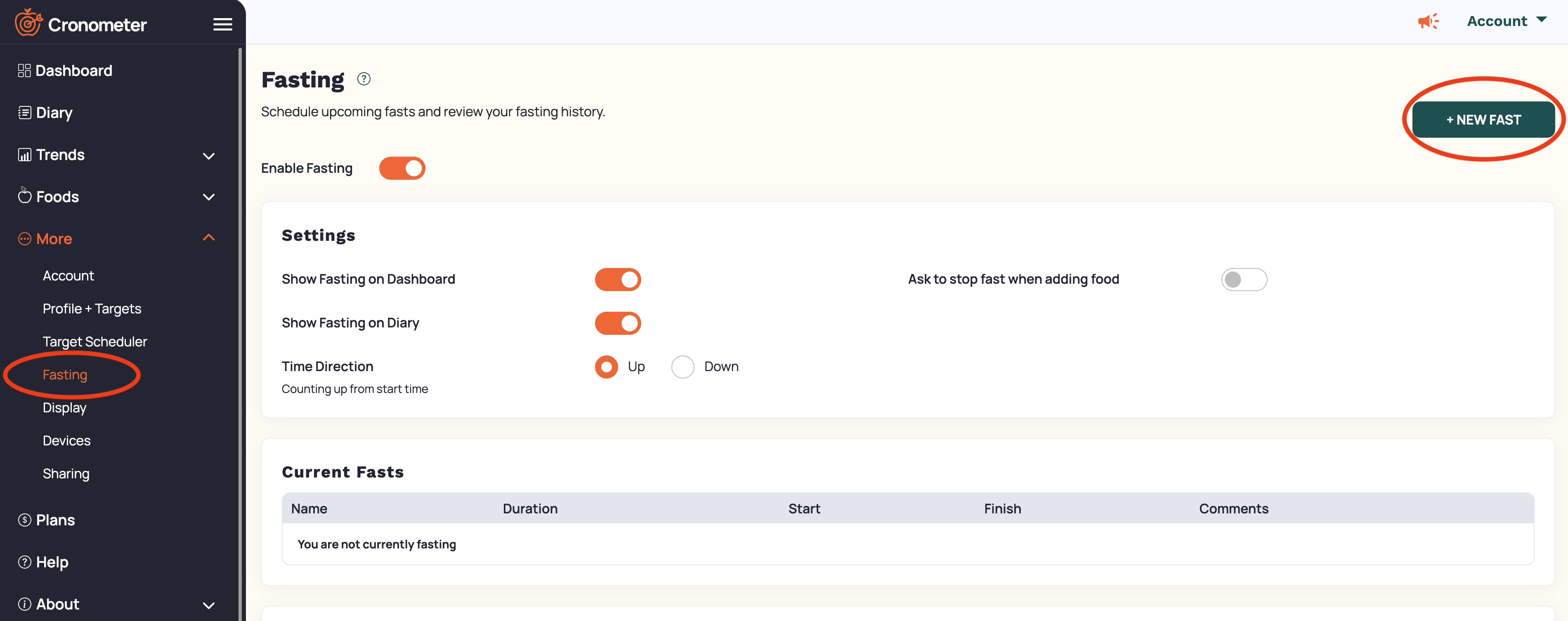 Fasting – Cronometer