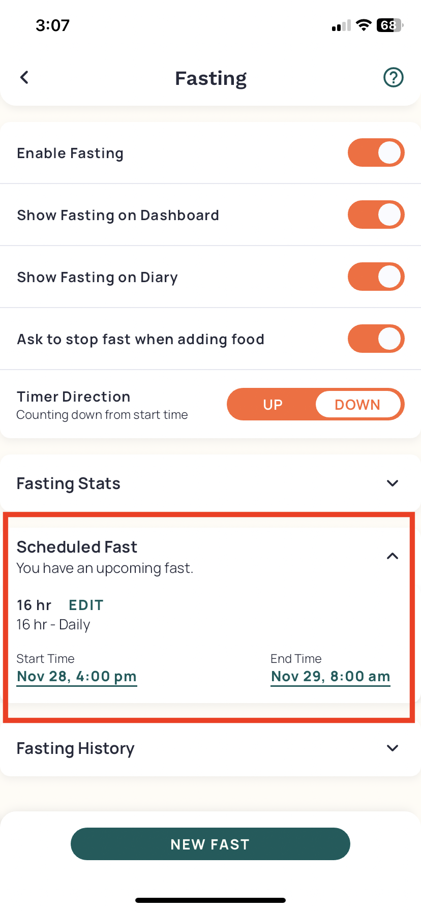 Mobile - Fasting – Cronometer