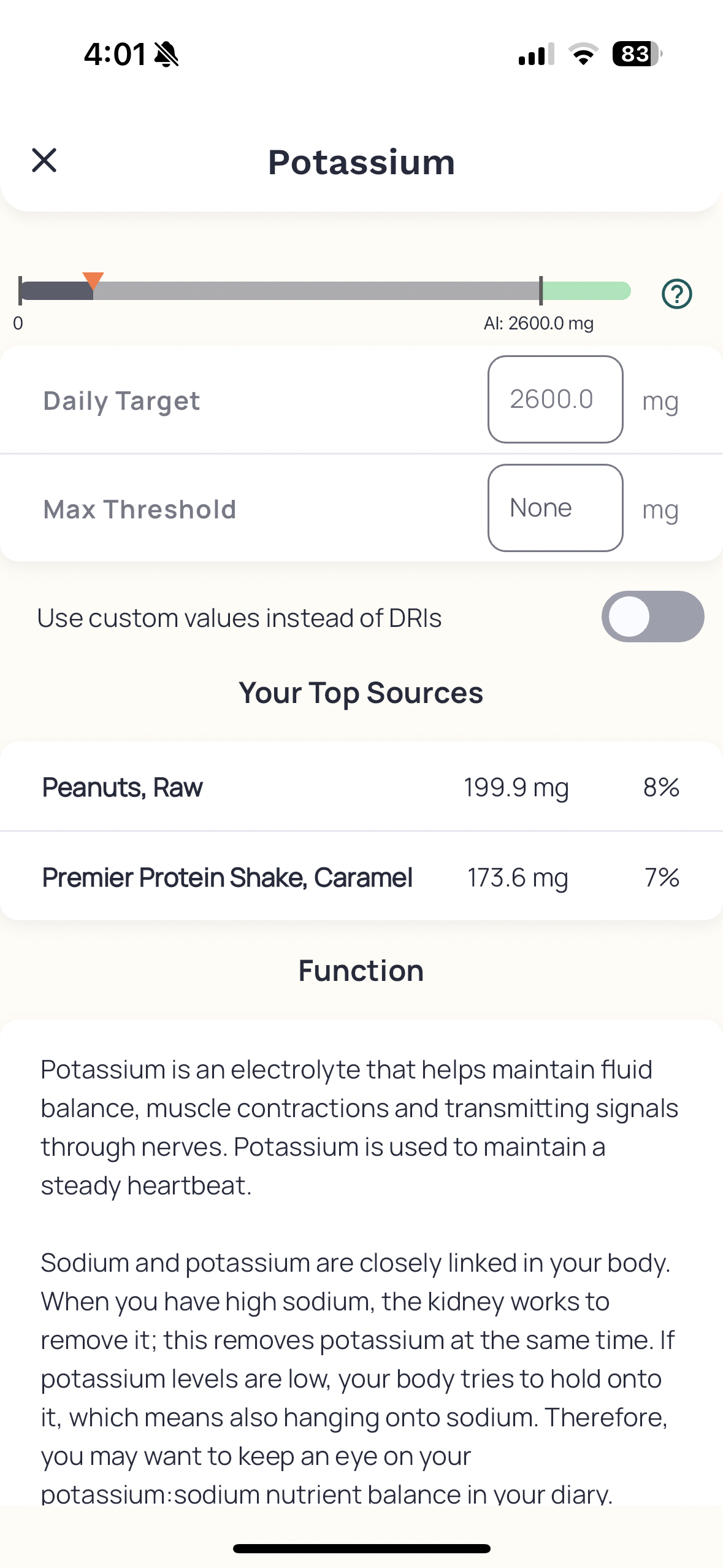 Mobile - Dietary Reference Intakes (DRIs) – Cronometer