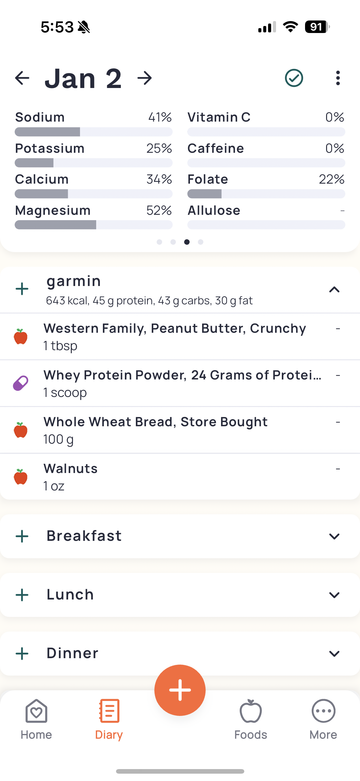 Mobile - Highlighted Nutrient Targets – Cronometer