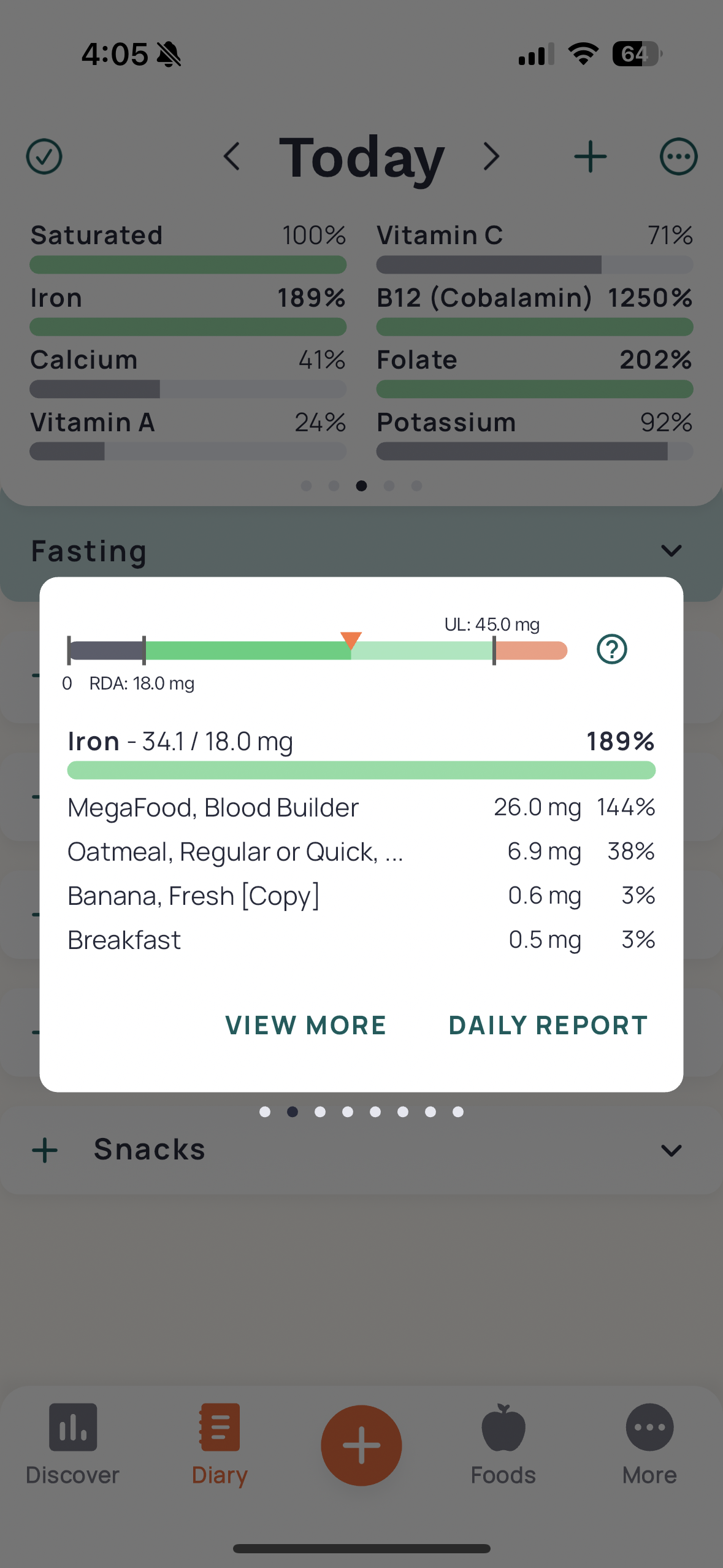 Mobile - Highlighted Nutrient Targets – Cronometer