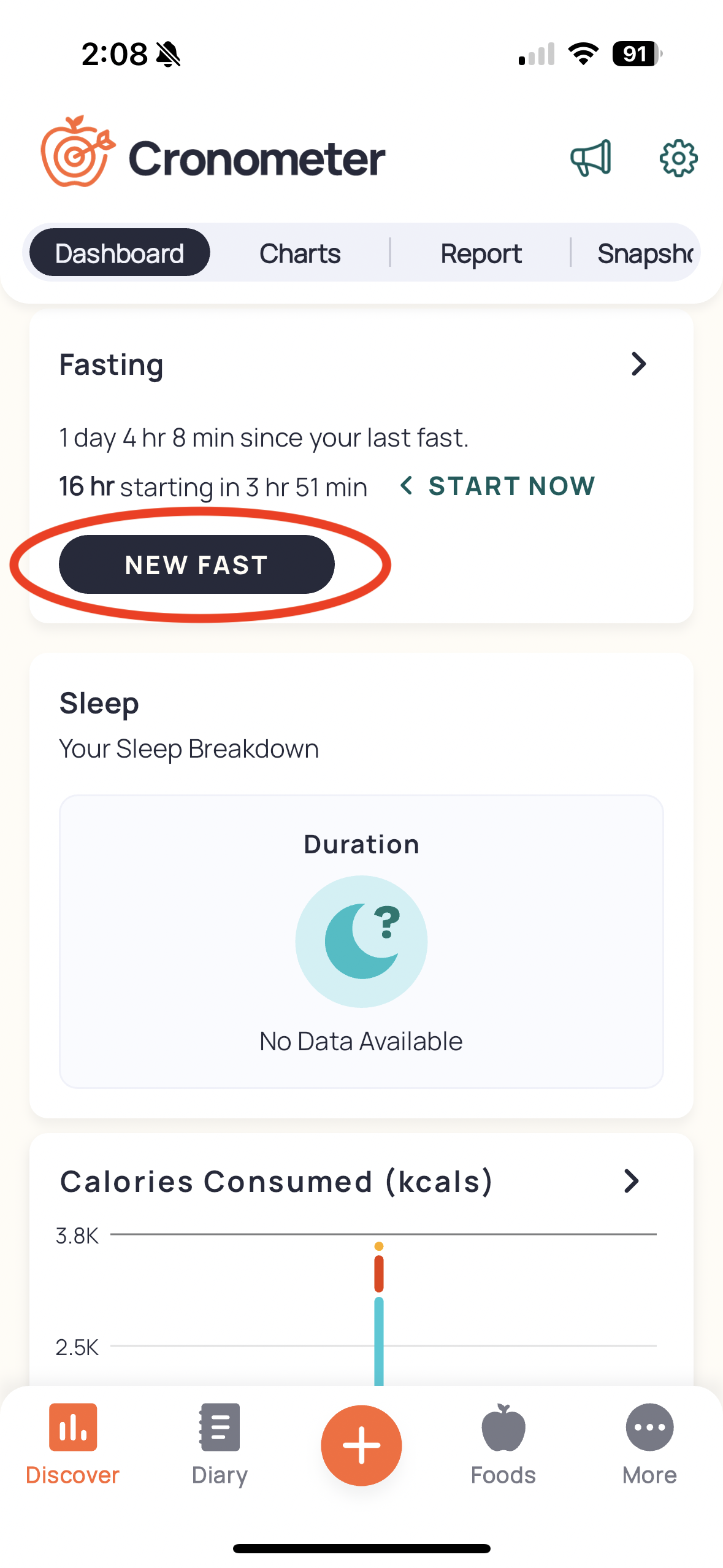 Mobile - Fasting – Cronometer