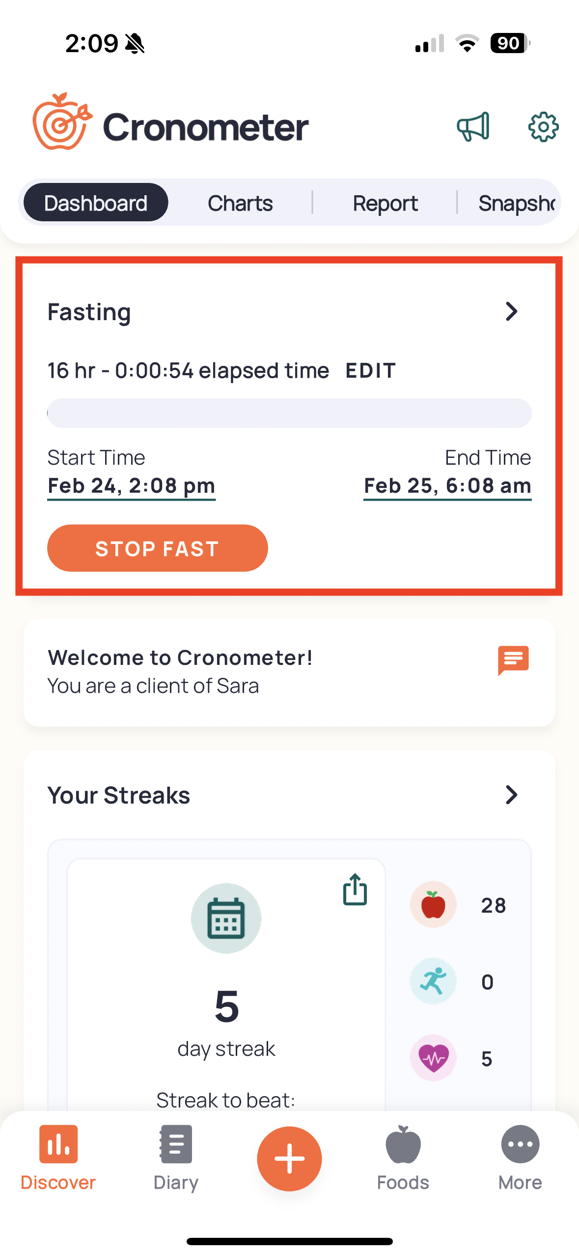 Mobile - Fasting – Cronometer