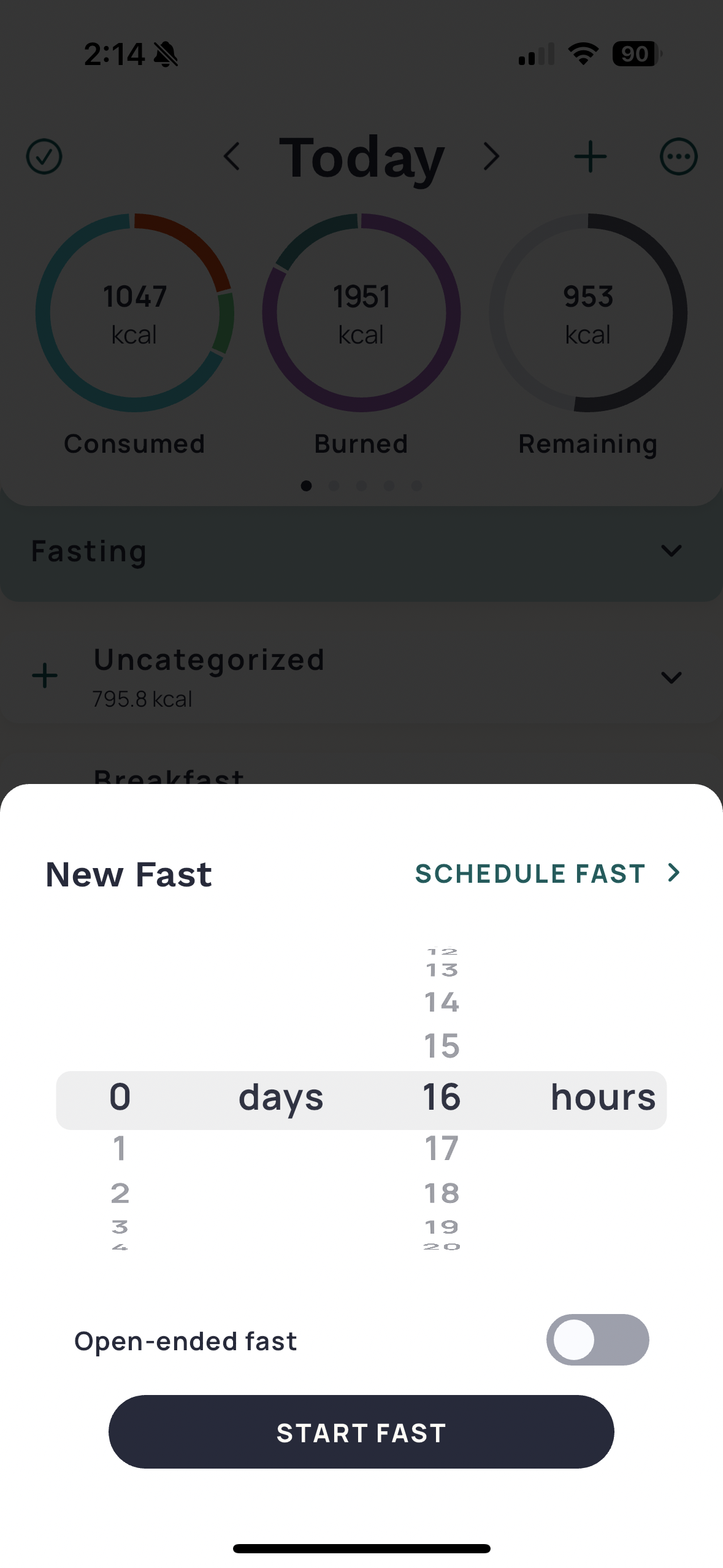 Mobile - Fasting – Cronometer