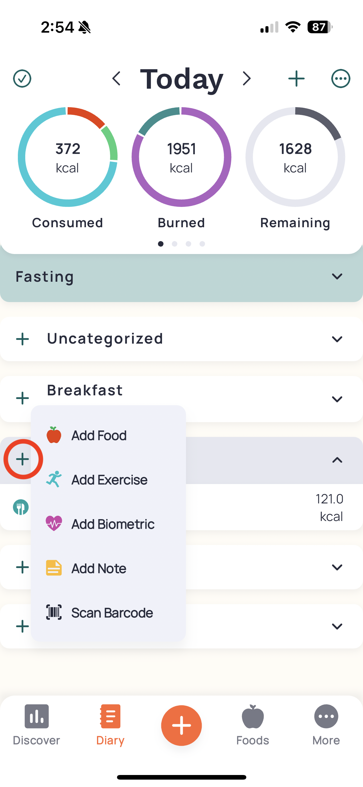 Mobile - Diary Groups – Cronometer