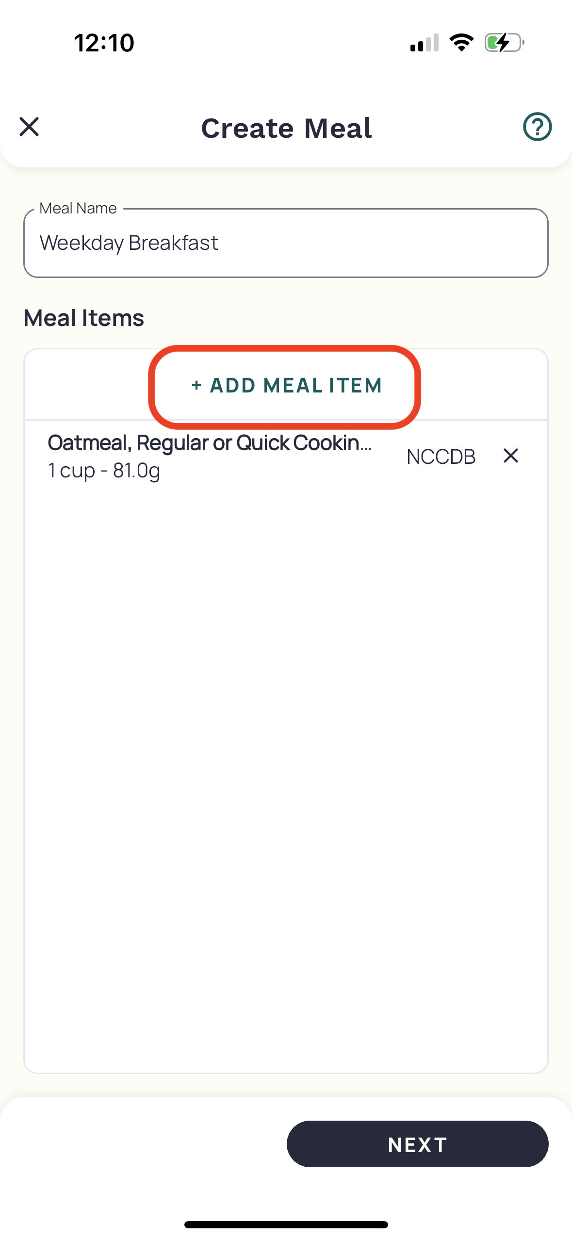 Mobile - Create Custom Meal – Cronometer