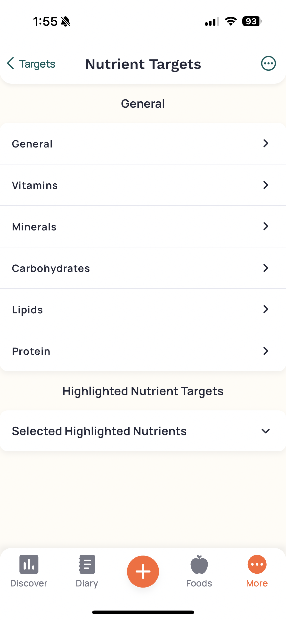 Mobile - Edit Nutrient Targets – Cronometer