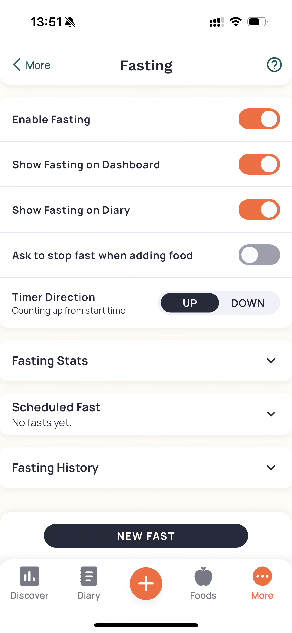 Mobile - Fasting – Cronometer