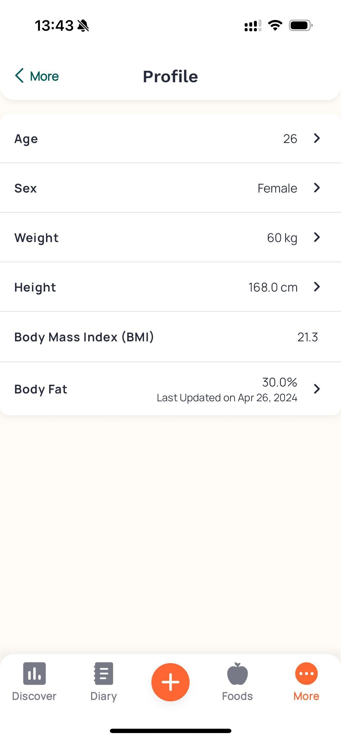 Mobile - Profile – Cronometer