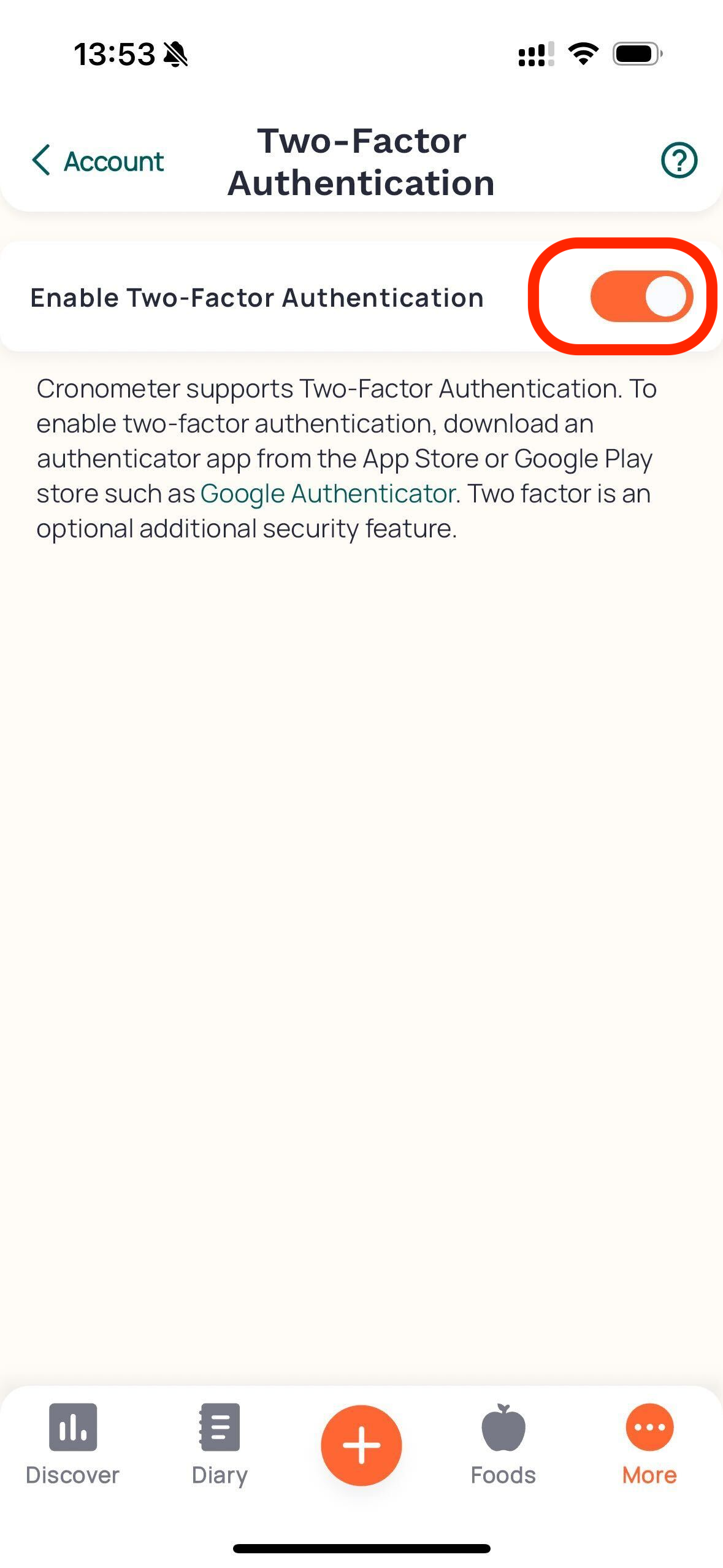Mobile - Two-Factor Authentication – Cronometer