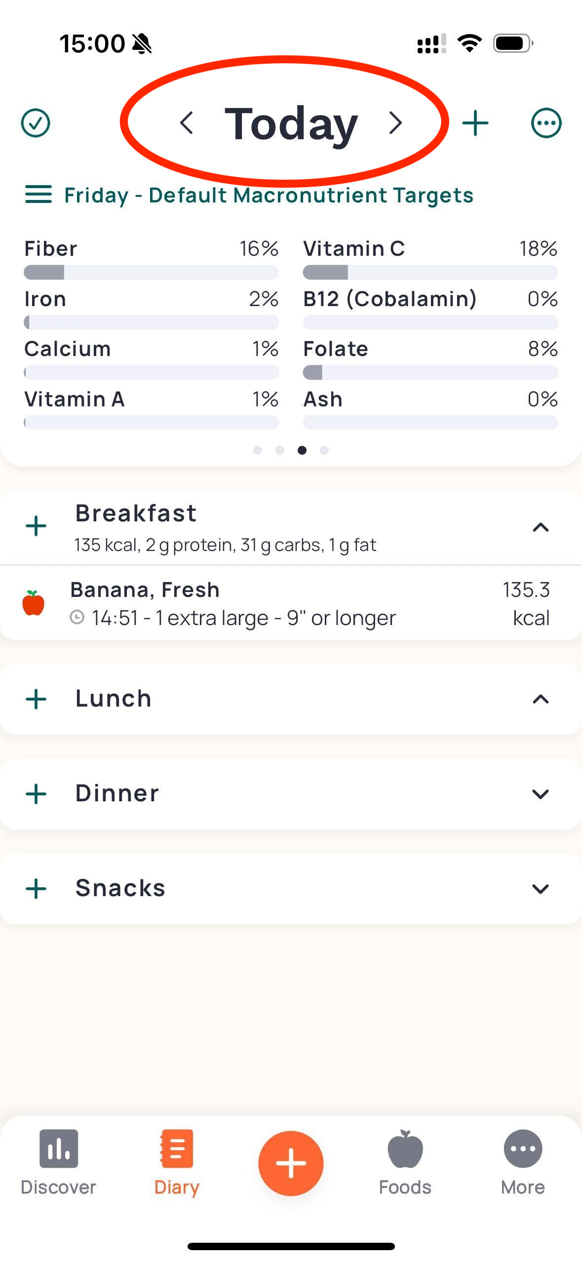 Mobile - Diary Overview – Cronometer