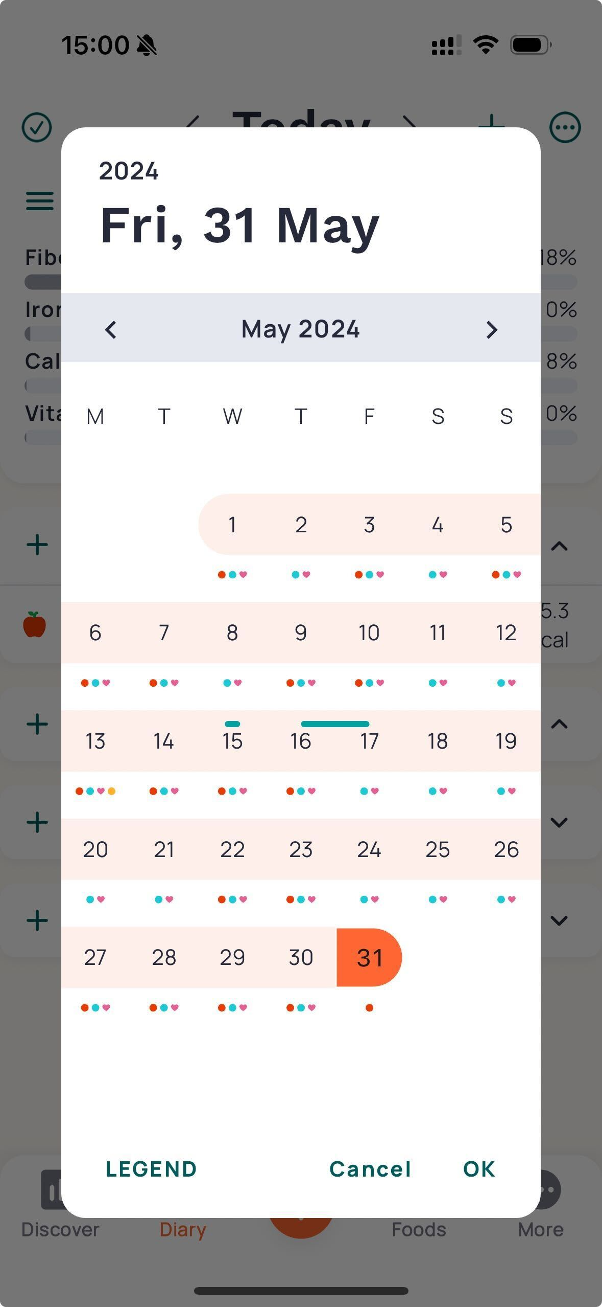 Mobile - Diary Overview – Cronometer