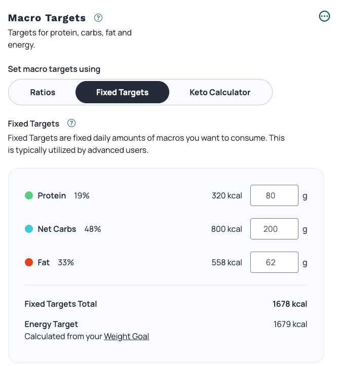 Fixed Macronutrient Targets – Cronometer