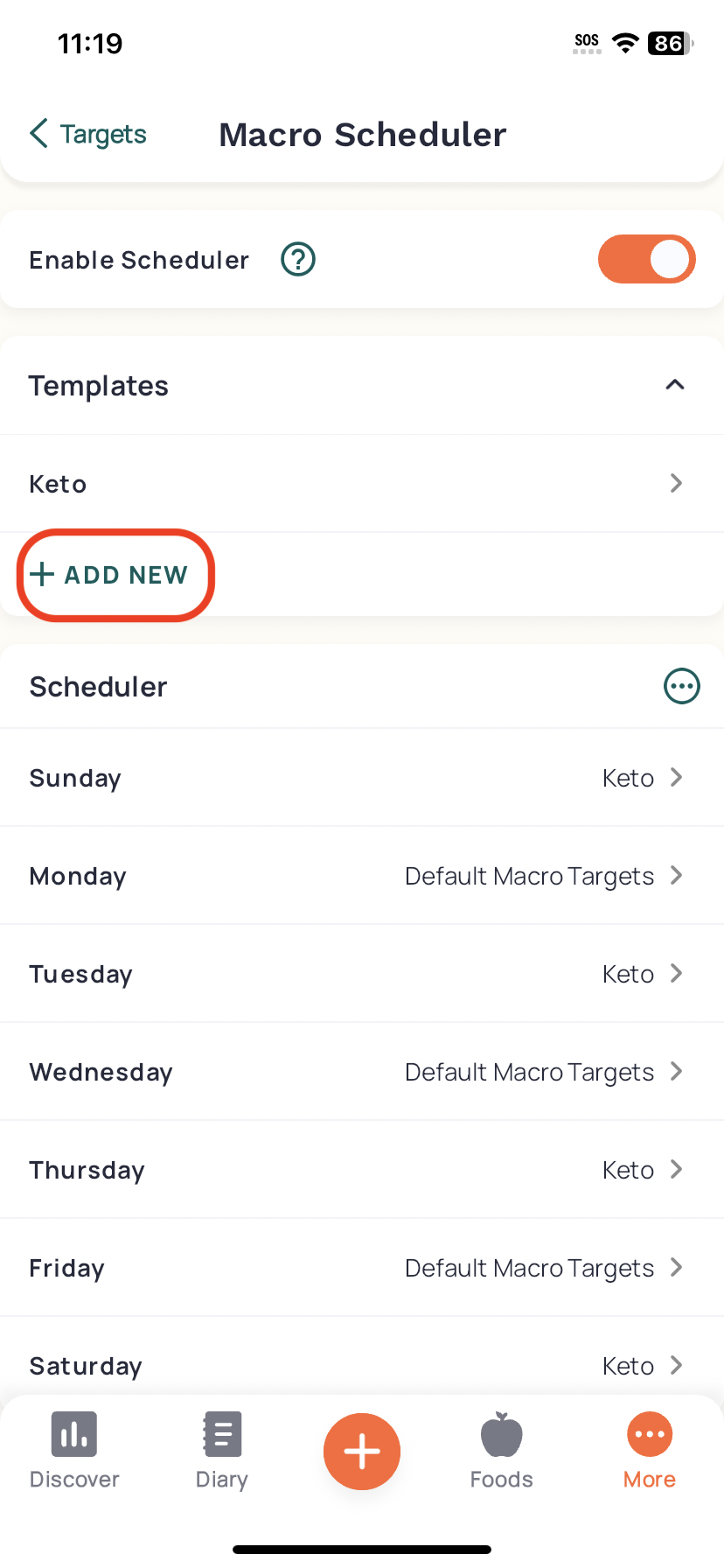 Mobile - Macro Scheduler – Cronometer