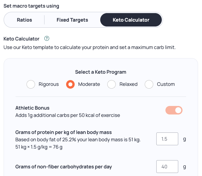 Edit Macronutrient Targets – Cronometer