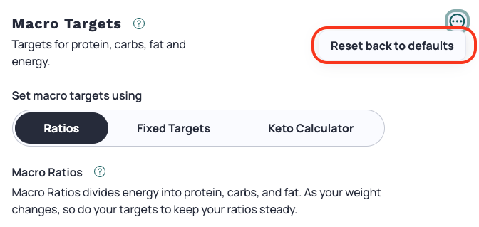 Edit Macronutrient Targets – Cronometer