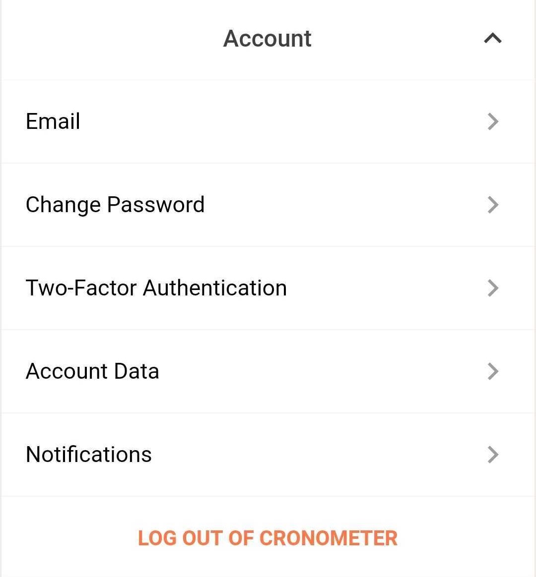 Mobile - Settings Overview – Cronometer